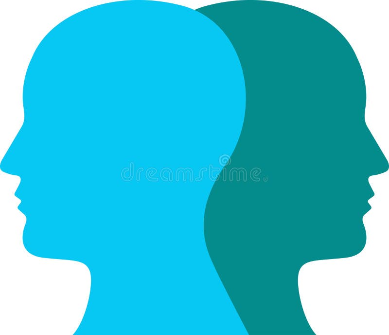 Two Head Silhouettes on a White Background Stock Vector - Illustration ...