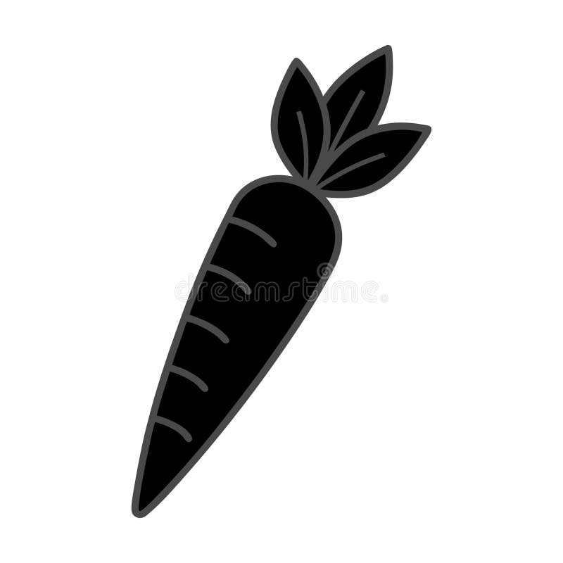 Black Carrot with Leaves - Hand Drawn Flat Silhouette Illustration Stock Vector - Illustration ...