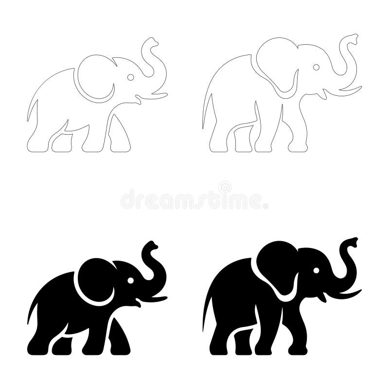 Elephant Logo Silhouettes. Fully Editable Flat and Outline. Stock ...