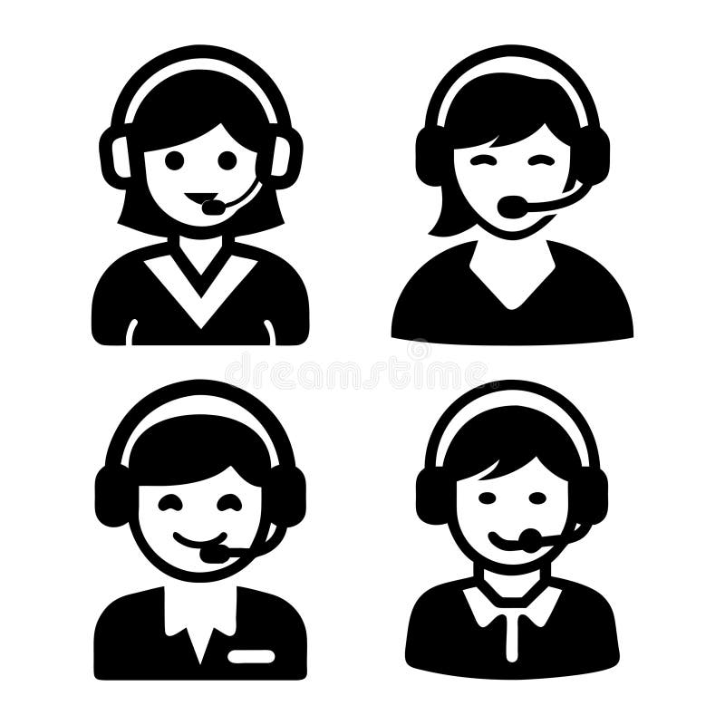 Set of People Icons in Various Styles and Professions, Call Center Icon ...