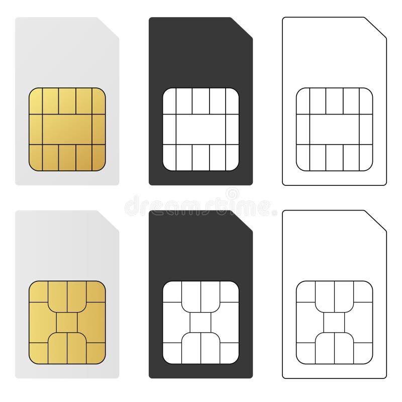 Mobile Sim Card Outline Vector Design Stock Vector - Illustration of ...