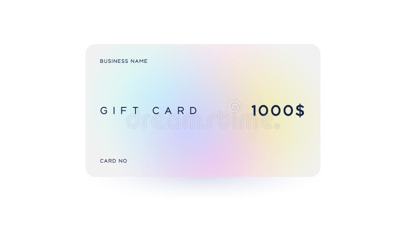 Minimal Gift Card Design Vector with 1000 Dollar. Stock Illustration ...