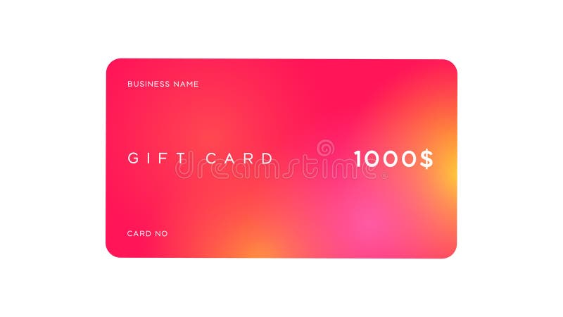Minimal Gift Card Design Vector with 1000 Dollar. Stock Illustration ...