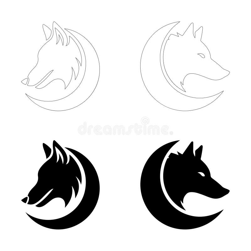 Wolf Moon Logo Design, Brand Identity Logos Designs Vector Illustration ...