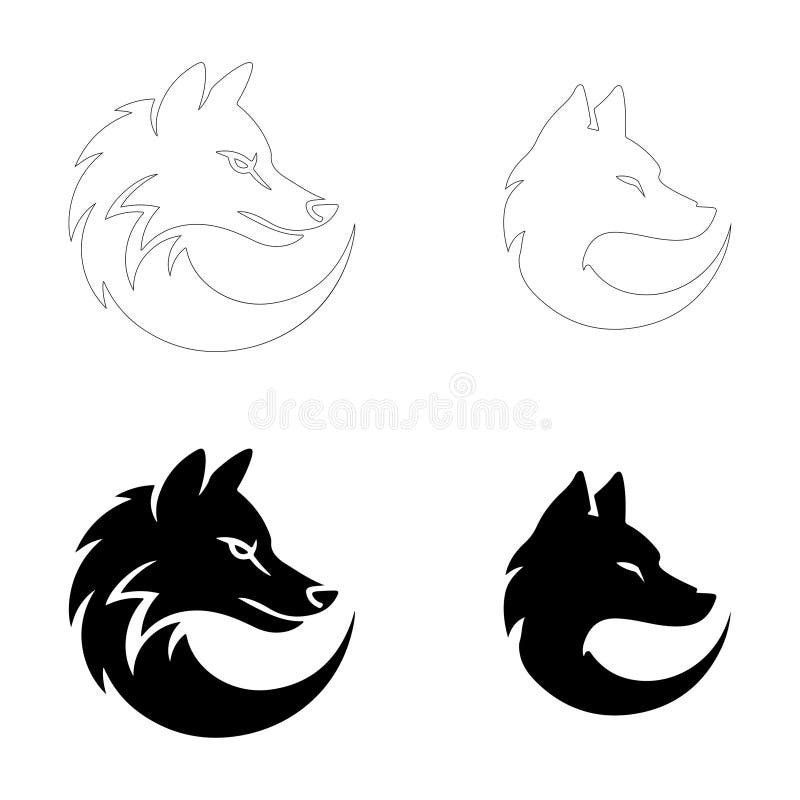 Wolf and Moon Logo Design, Wolf Moon Circle Stock Vector - Illustration ...