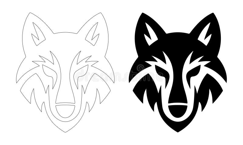 Minimalist Wolf Head Logo. Fully Editable Flat and Outline Stock ...
