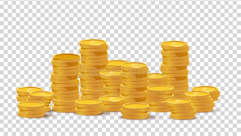 Gold Coin Stack on White Backgorund. Old Coins Currency Vector ...