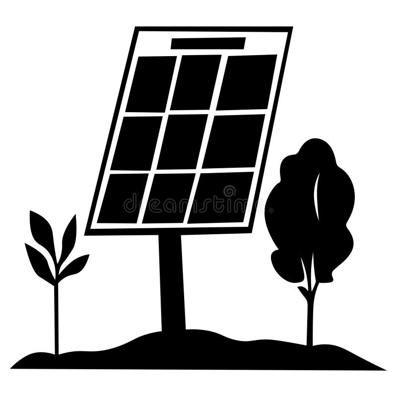 Green Energy with Solar Panel Icon Design Silhouette Vector Art ...
