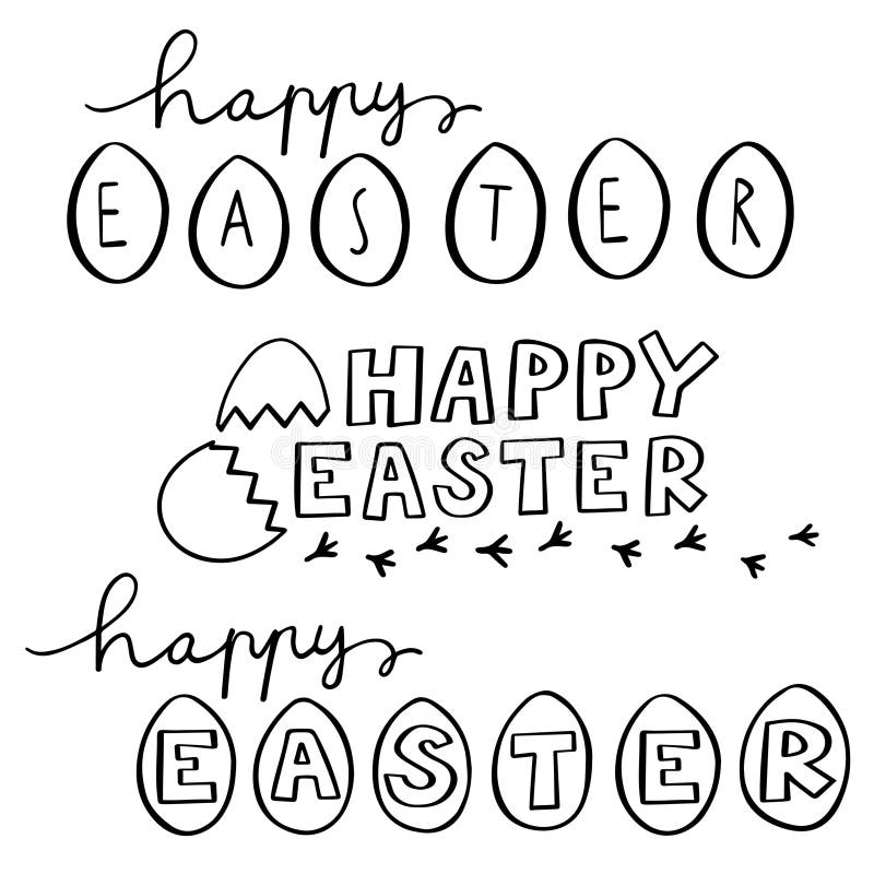 Easter Wishes Monochrome Hand Drawn Header Original Typographic Text ...