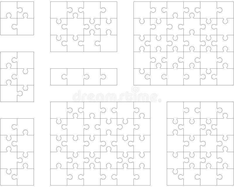 Eight white jigsaw puzzles stock illustration. Illustration of font ...