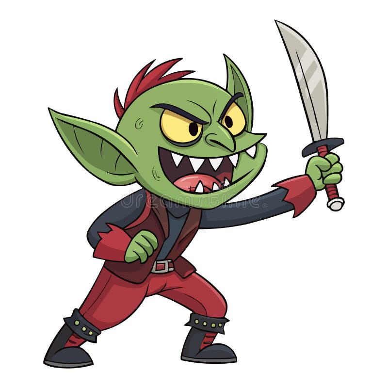 A Goblin Cartoon Character Sticker. Menacing Blue Goblin Monster ...