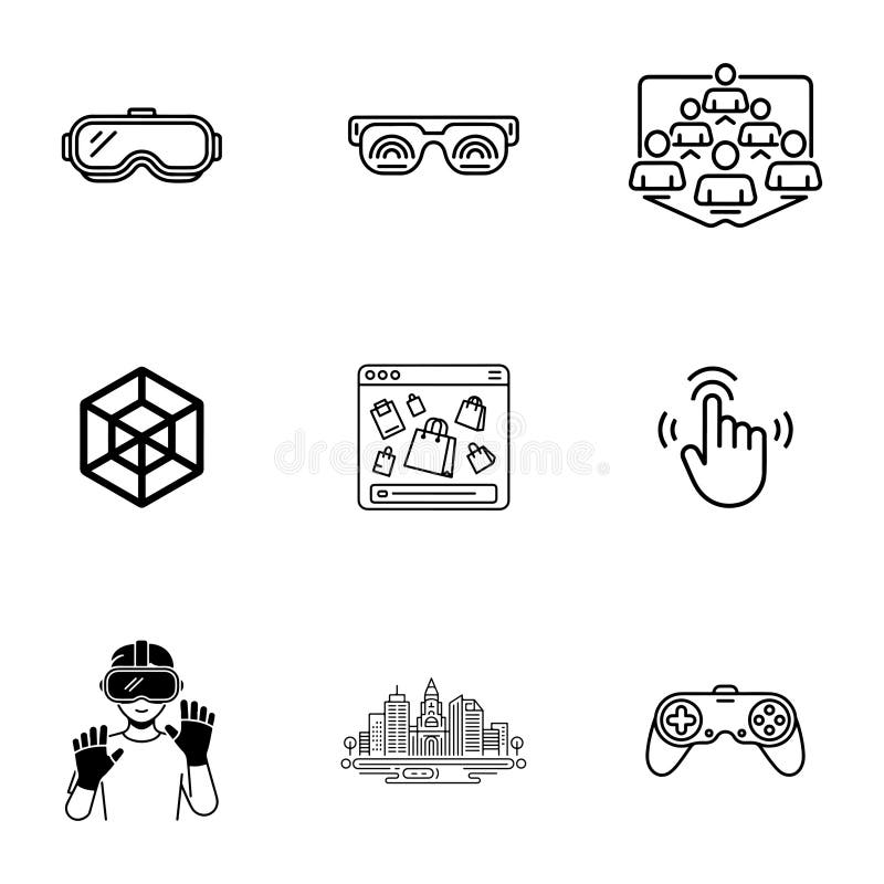 Augmented Reality AR and Virtual Reality VR Icons Set. Stock Vector ...