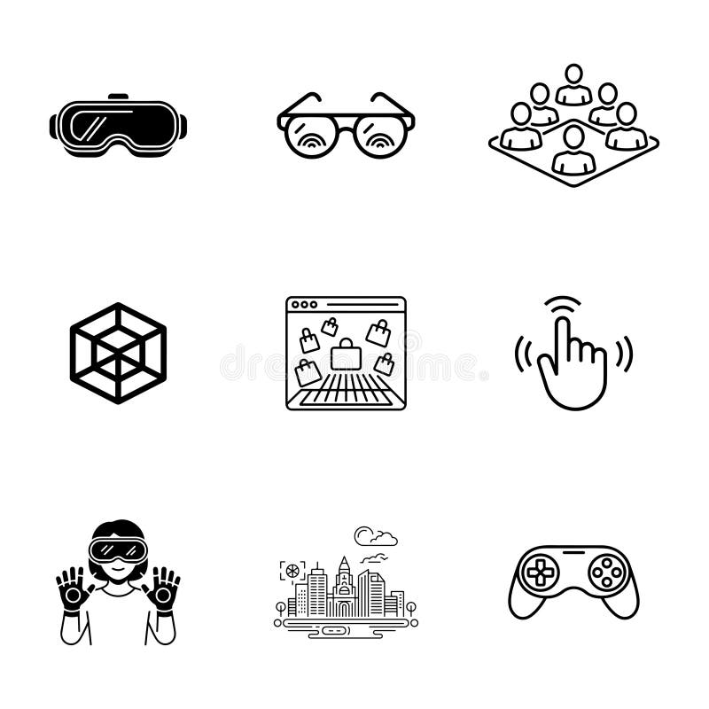Augmented Reality AR and Virtual Reality VR Icons Set. Stock ...