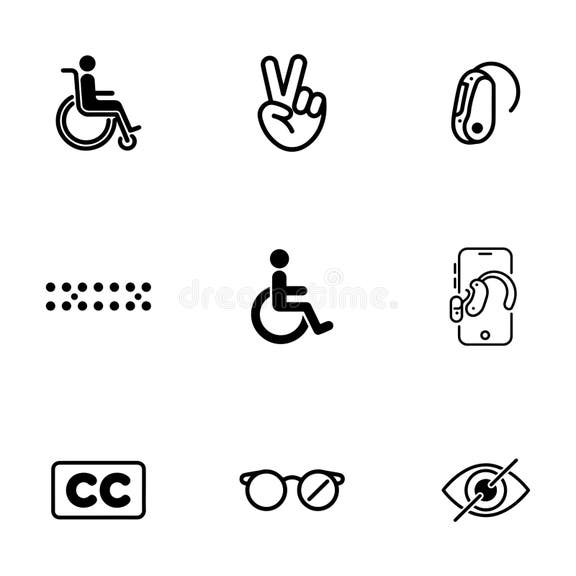 Inclusive Design and Accessibility Icons Set. Stock Illustration ...