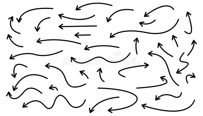 Set of Arrows of Different Shapes and Directions. Hand Drawn Arrows Set ...