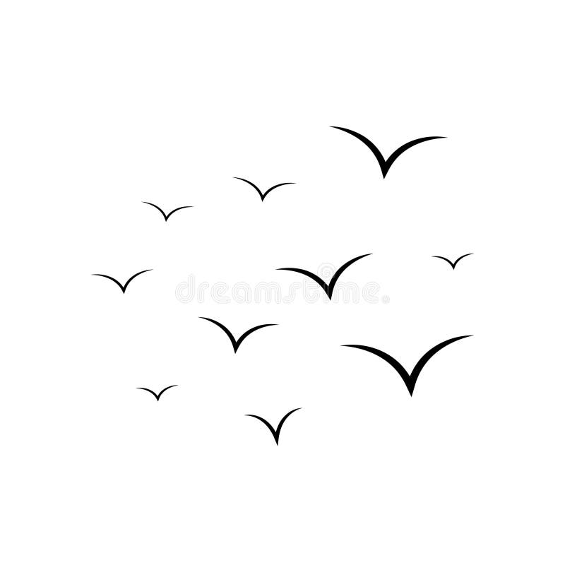 Birds Group Flying. Simple Birds Flying Vector Illustration Stock ...