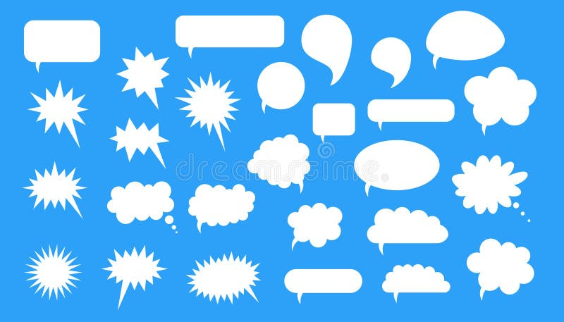 Set of Blank Empty Speech Bubbles for Text. Cartoon Balloon Word Design ...