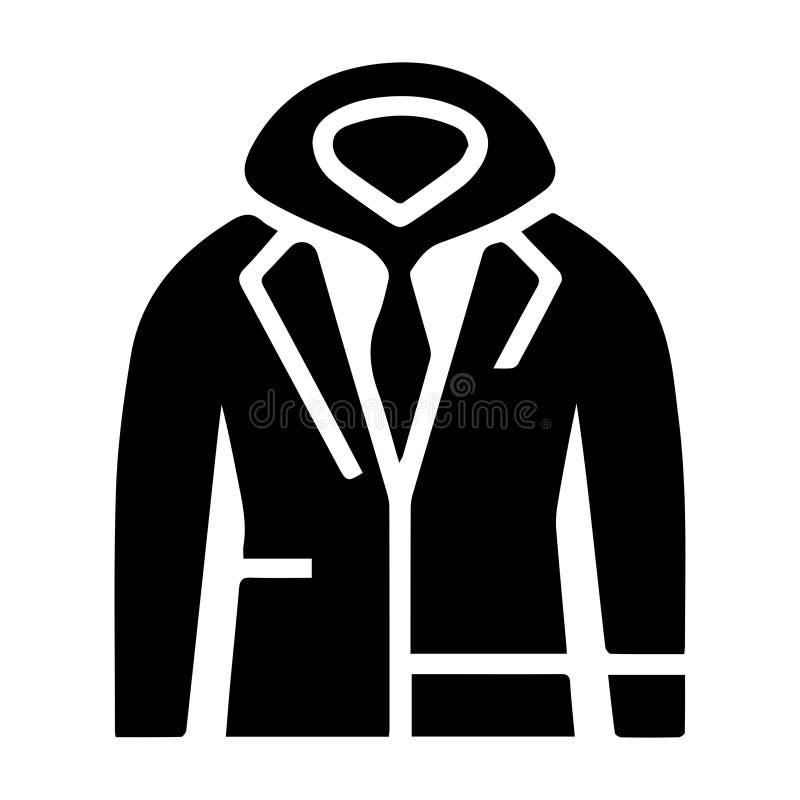 Hooded Jacket Icon. Black and White Hooded Jacket Vector Illustration ...