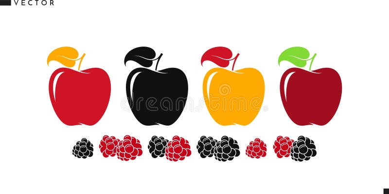 Food. Fresh Fruit with Berries Vector. Vegan Food Sign. Organic Fruit ...