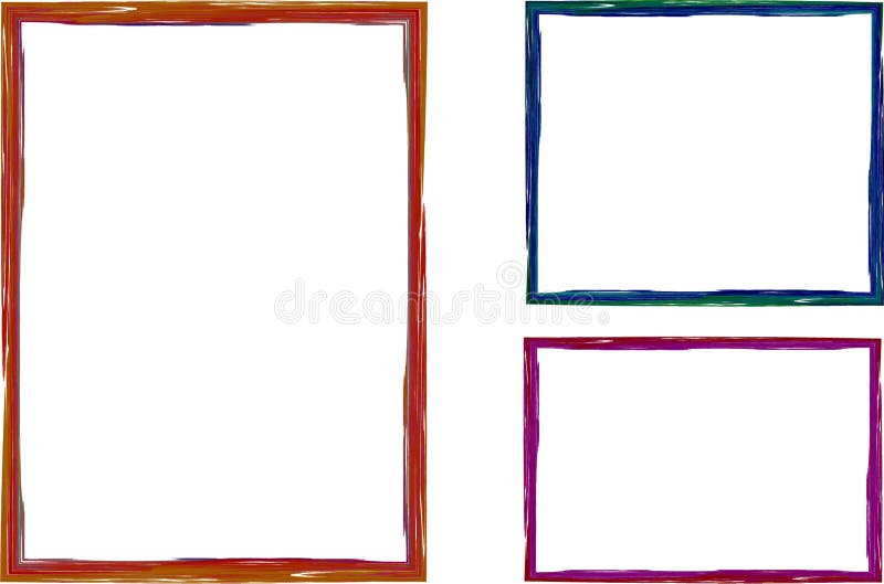 Dark Colors Pencil Drawing Frames Set Stock Illustration - Illustration ...