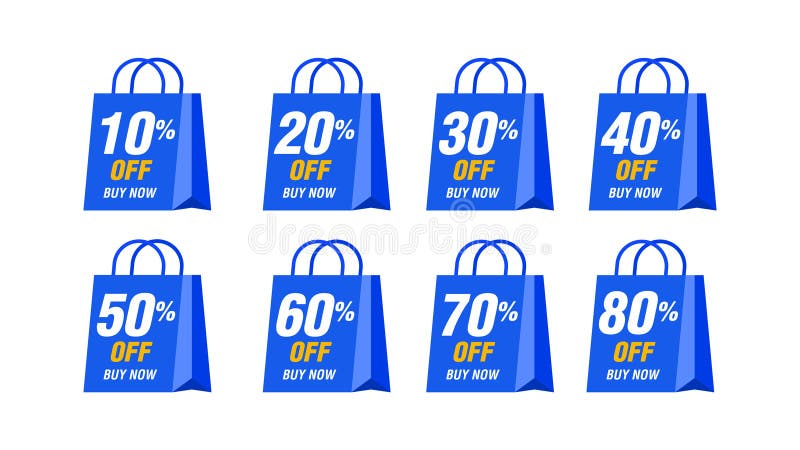 10 , 20 , 30 , 40 , 50 , 60 , 70 , 80 , Discount. Sale Tags Set Vector ...