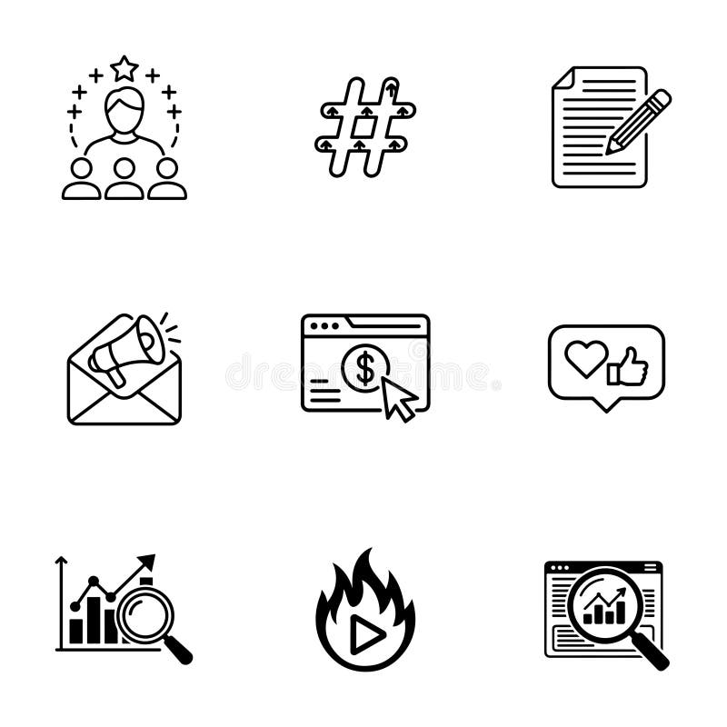 Digital Marketing and Social Media Icons Set. Simple Line Icons ...