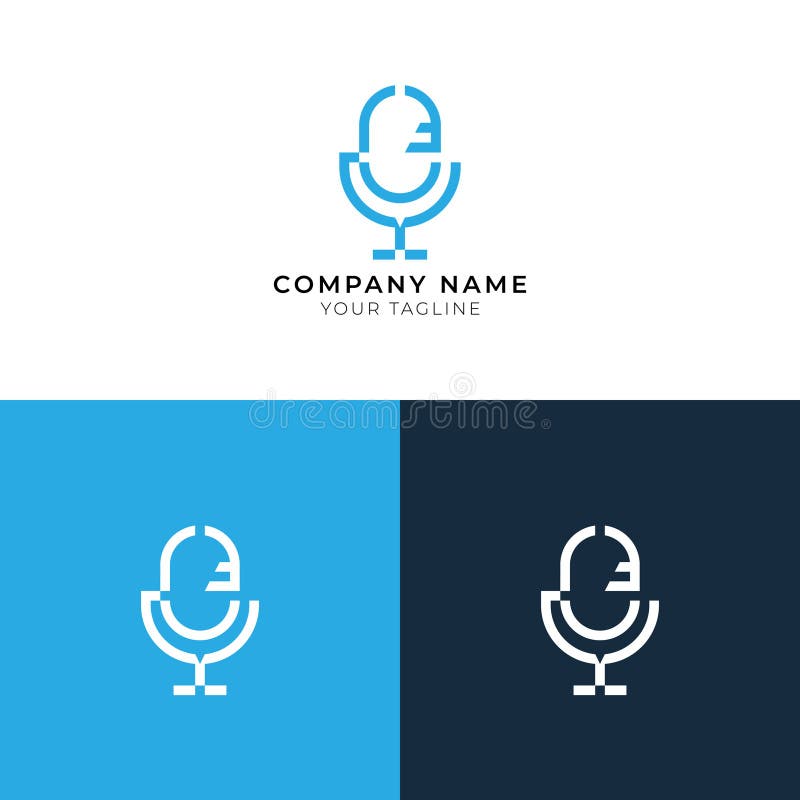 Modern Microphone Logo with Clean, Geometric Lines Stock Illustration ...