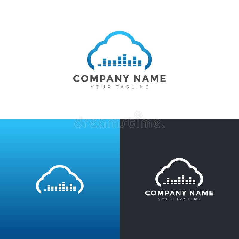 Cloud Logo with Data Graph Element Stock Illustration - Illustration of ...