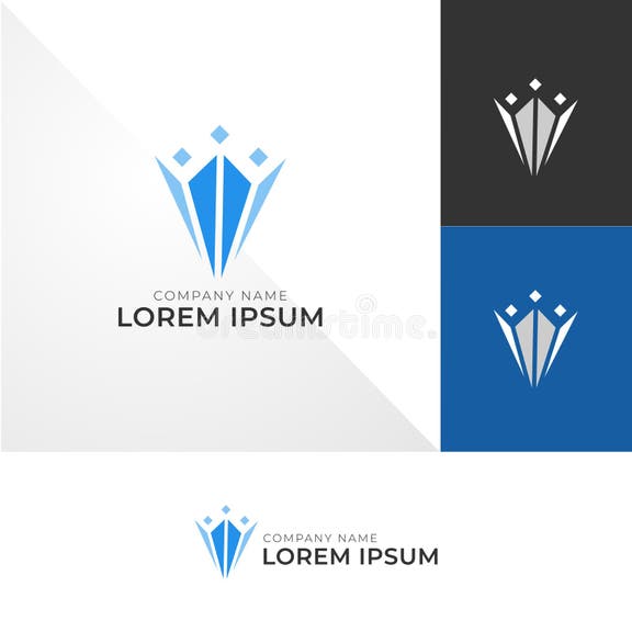 Three Stylized Figures Pointing Upwards Logo Stock Illustration ...