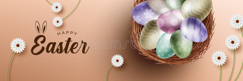 Happy Easter Banner, Poster, Greeting Card. Trendy Easter Design Stock ...