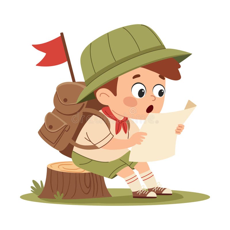 Boy Scout with Map and Flag. ?ute Little Kid Boy Wear Scout Uniform ...