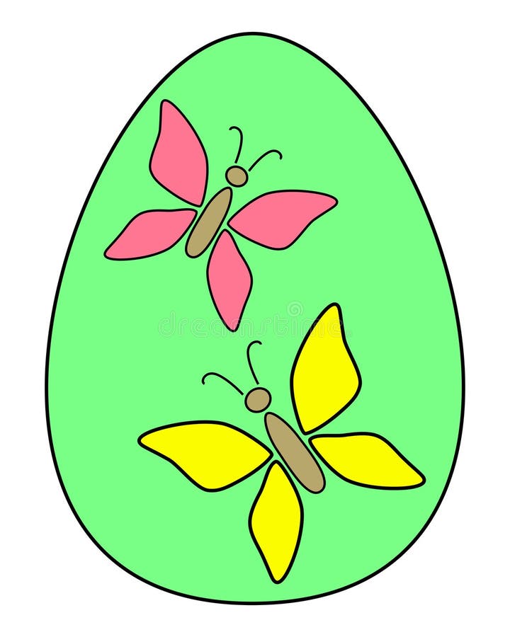 Green Easter Egg with Butterflies - Vector Color Image. Stock ...
