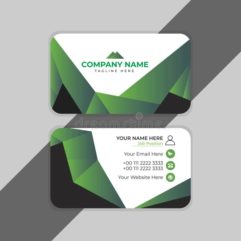 Professional Business Card Template Featuring Green and Black Geometric ...