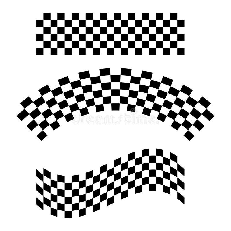 Checkered Patterns. Waving Black Squares. Racing Finish Line Symbol ...