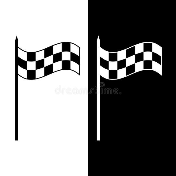 Checkered Racing Flags Icons. Waving Black Squares. Racing Finish Line ...