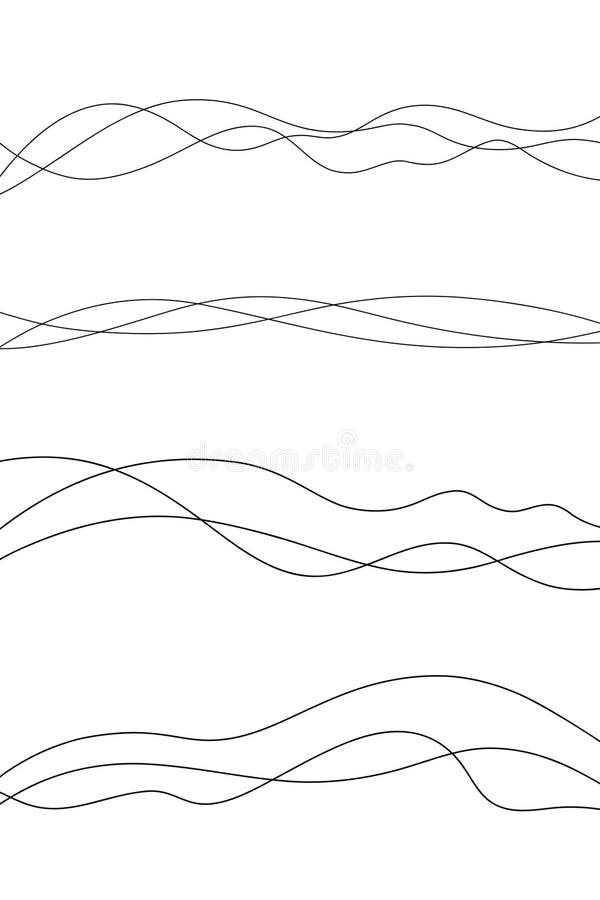 A Set of Thin Wavy Abstract Lines on a White Background, Graphic Vector ...
