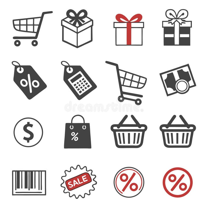 Set of Icons Related To Shopping, E-commerce, Gifts, Supermarket, Sale ...