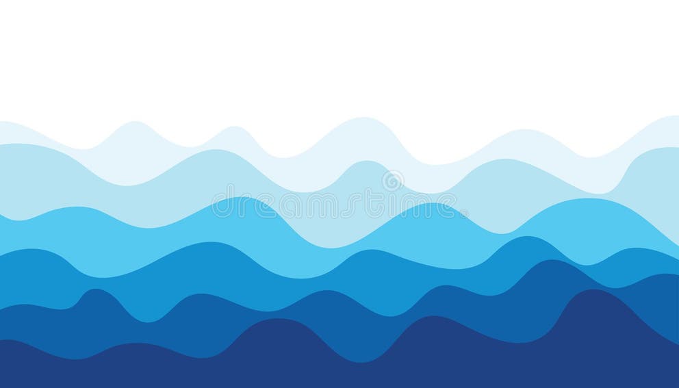 Abstract Blue Wave on White Background. Sea Beach. Abstract Water Wave ...