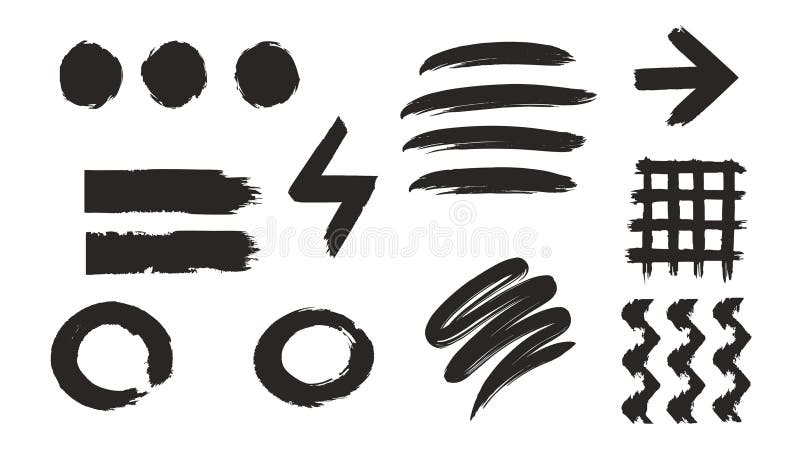 Arrow Brush Line Chalk Sketch Texture Brush Vector Set. Crayon Marker ...