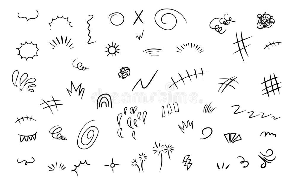 Manga or Anime Comic Hand Drawn Doodle. Collection of Comic Signs ...