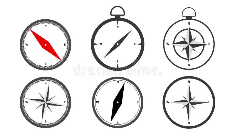 Simple Set of Compass Icons. Set of Compass Symbols. Compass Sign ...