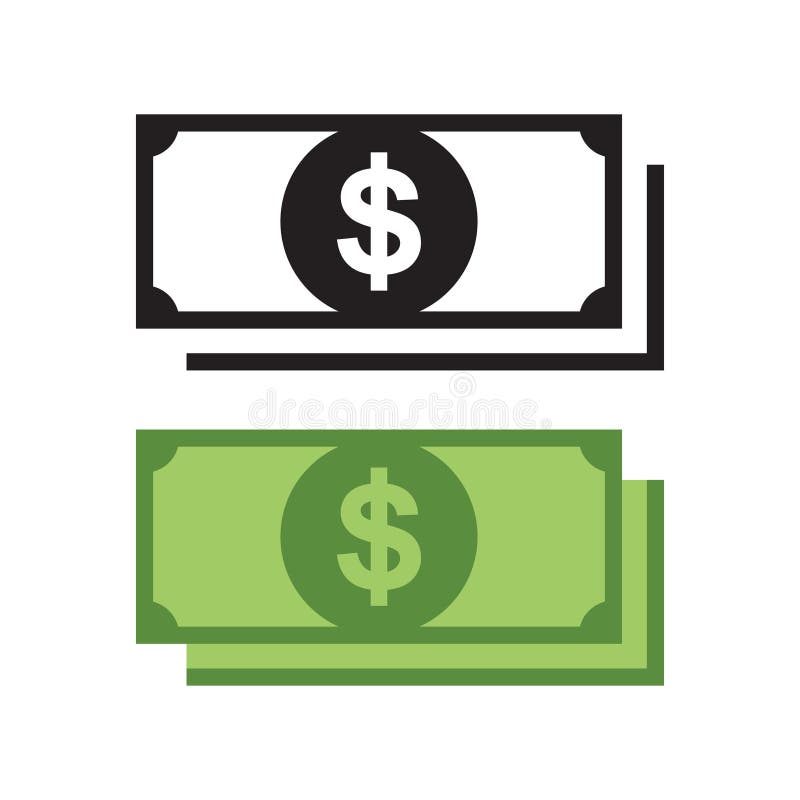 Set of Dollar Money Vector Illustration. Us Dollar Currency. Black and ...