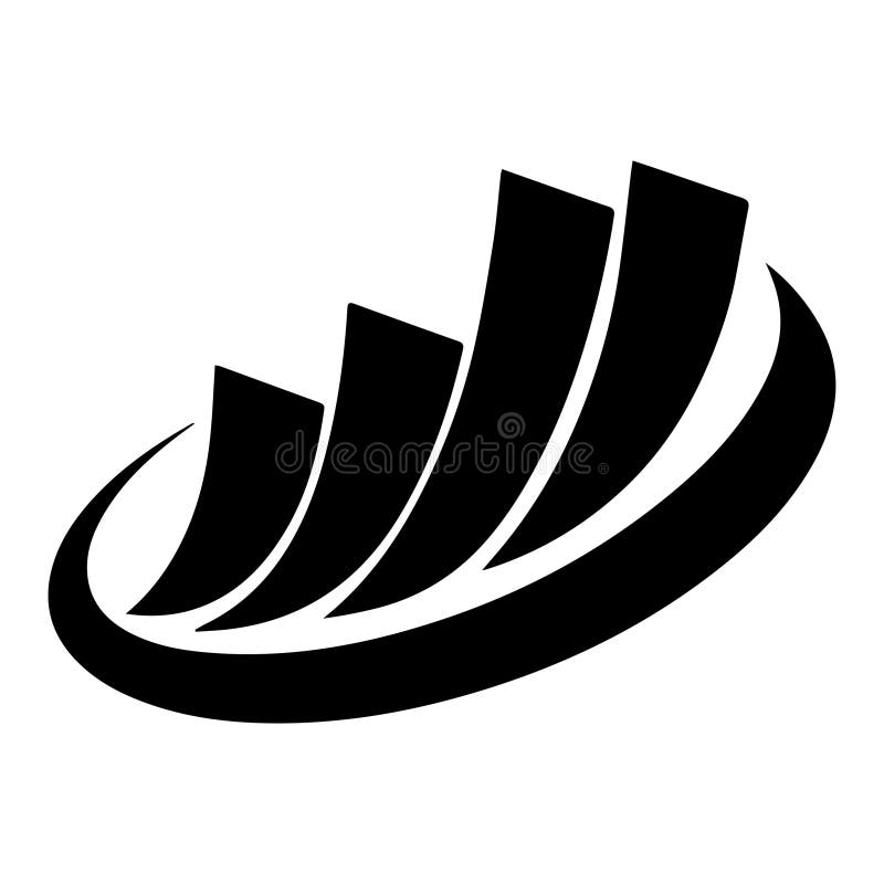 Spiral Icon. a Sleek, Abstract Black Logo Features Four Upward Sloping ...