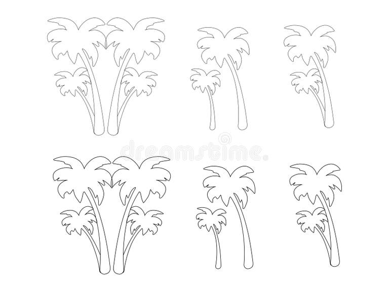 Hand-Drawn Palm Tree Sketch Vector Set, Palm Tree Line Art Stock Vector ...