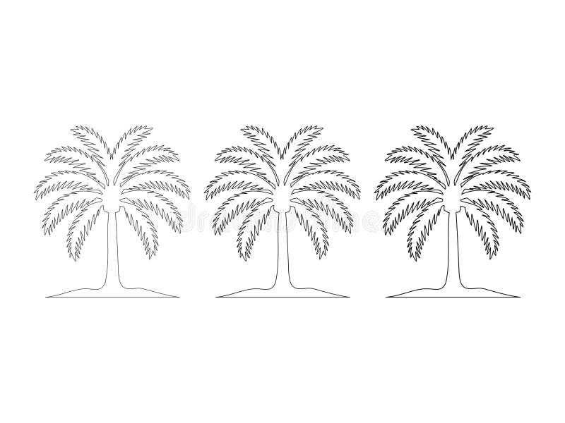 Hand-Drawn Palm Tree Sketch Vector Set, Palm Tree Line Art Stock Vector ...