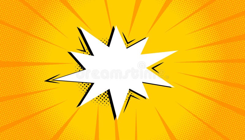 Empty Boom Comic Speech Bubble. Yellow Comic Sunburst Effect with ...
