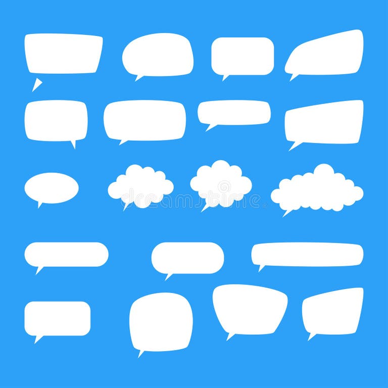 Set of Speech Bubbles. Blank Empty Cartoon Chatting Box. Message Box ...