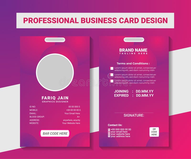 Creative Gradient Color Id Card for Employee Vector Premium Template ...