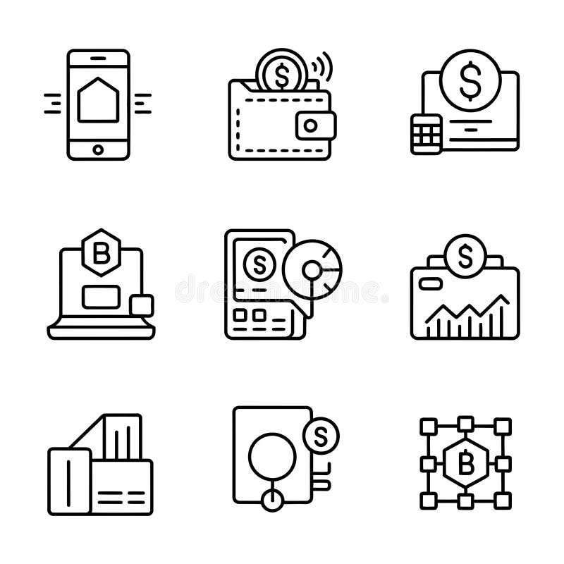 Banking and Finance Icons Set. Editable Vector Icon Stock Vector - Illustration of holding ...