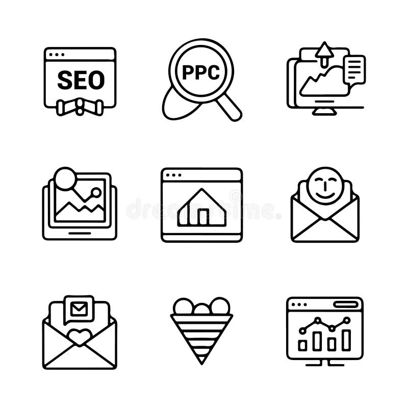 20 Email Marketing Icons Set. Stock Illustration - Illustration of ...